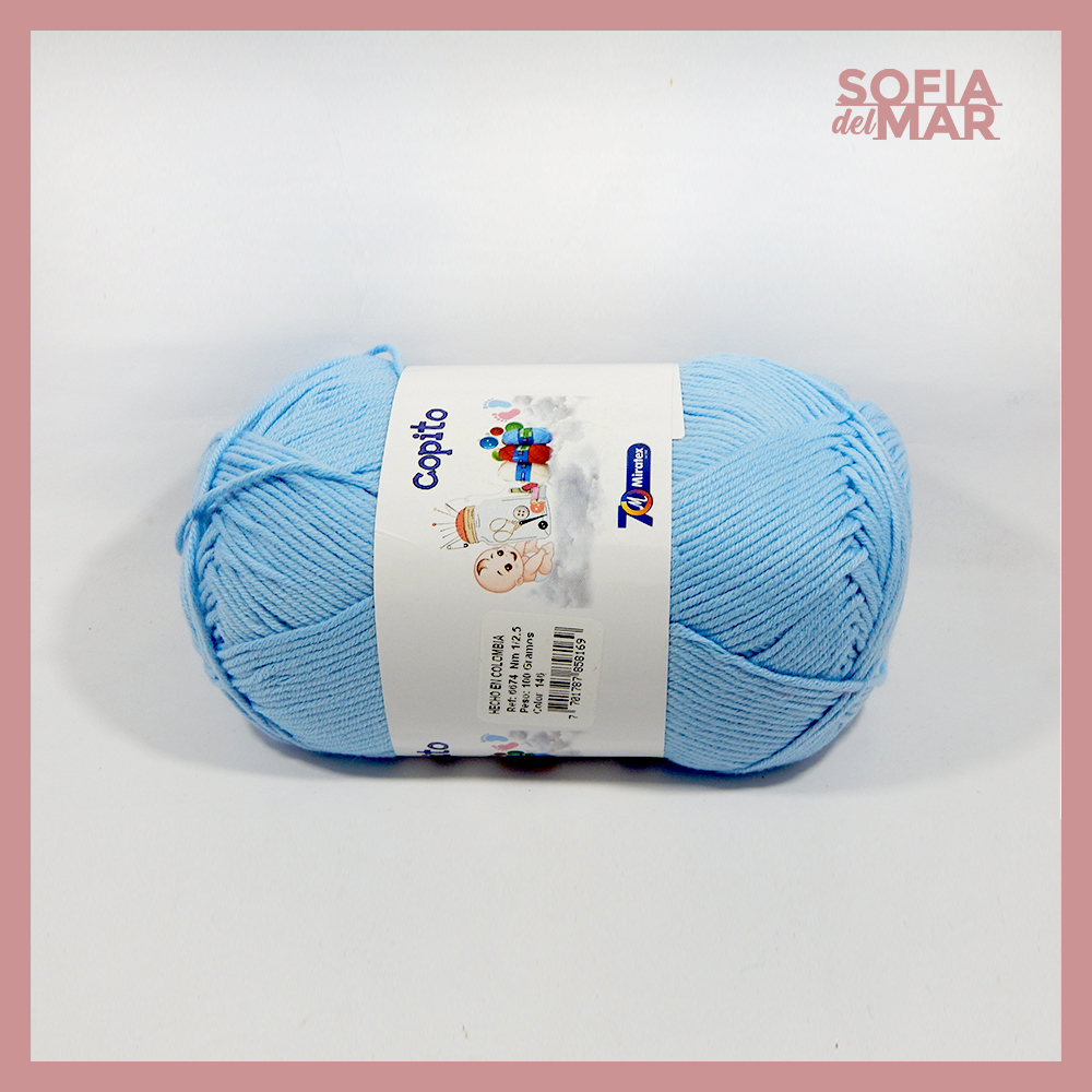 Hilo Copito – Azul Celeste – 100 gr – Sofia del Mar Tejidos a Crochet